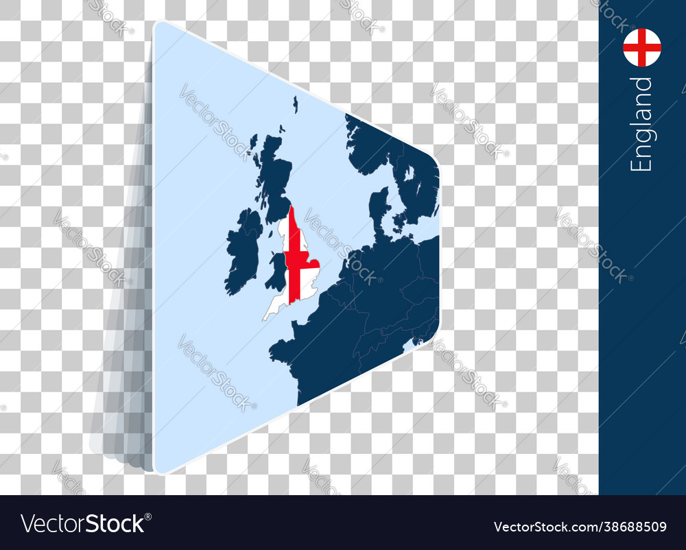 England map and flag on transparent background Vector Image