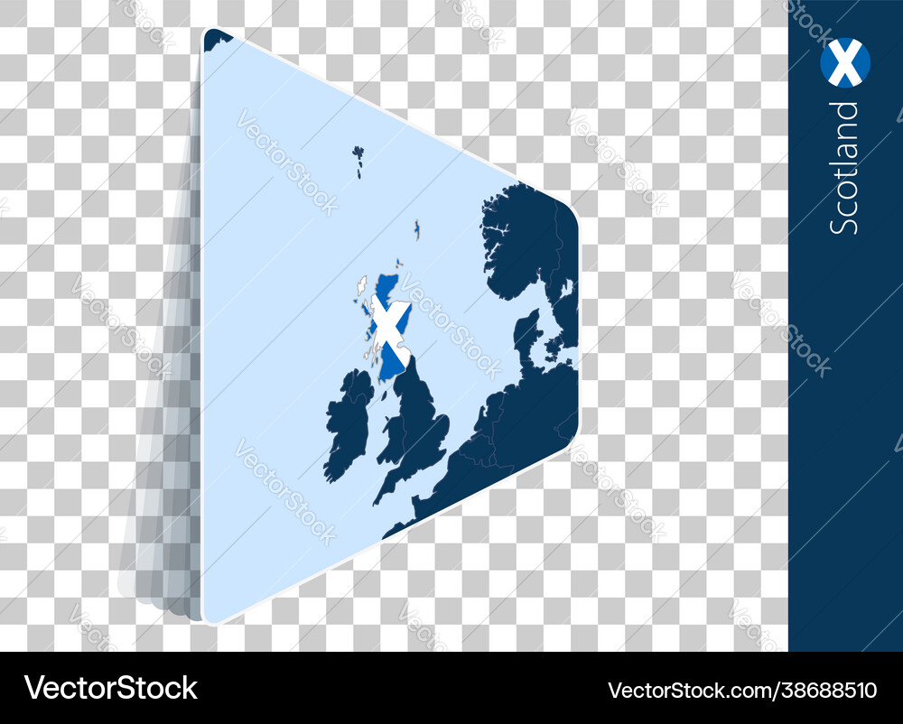Scotland map and flag on transparent background Vector Image