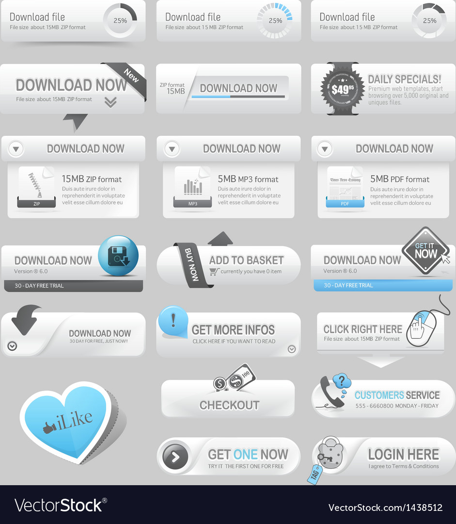 Web design template elements navigation buttons Vector Image