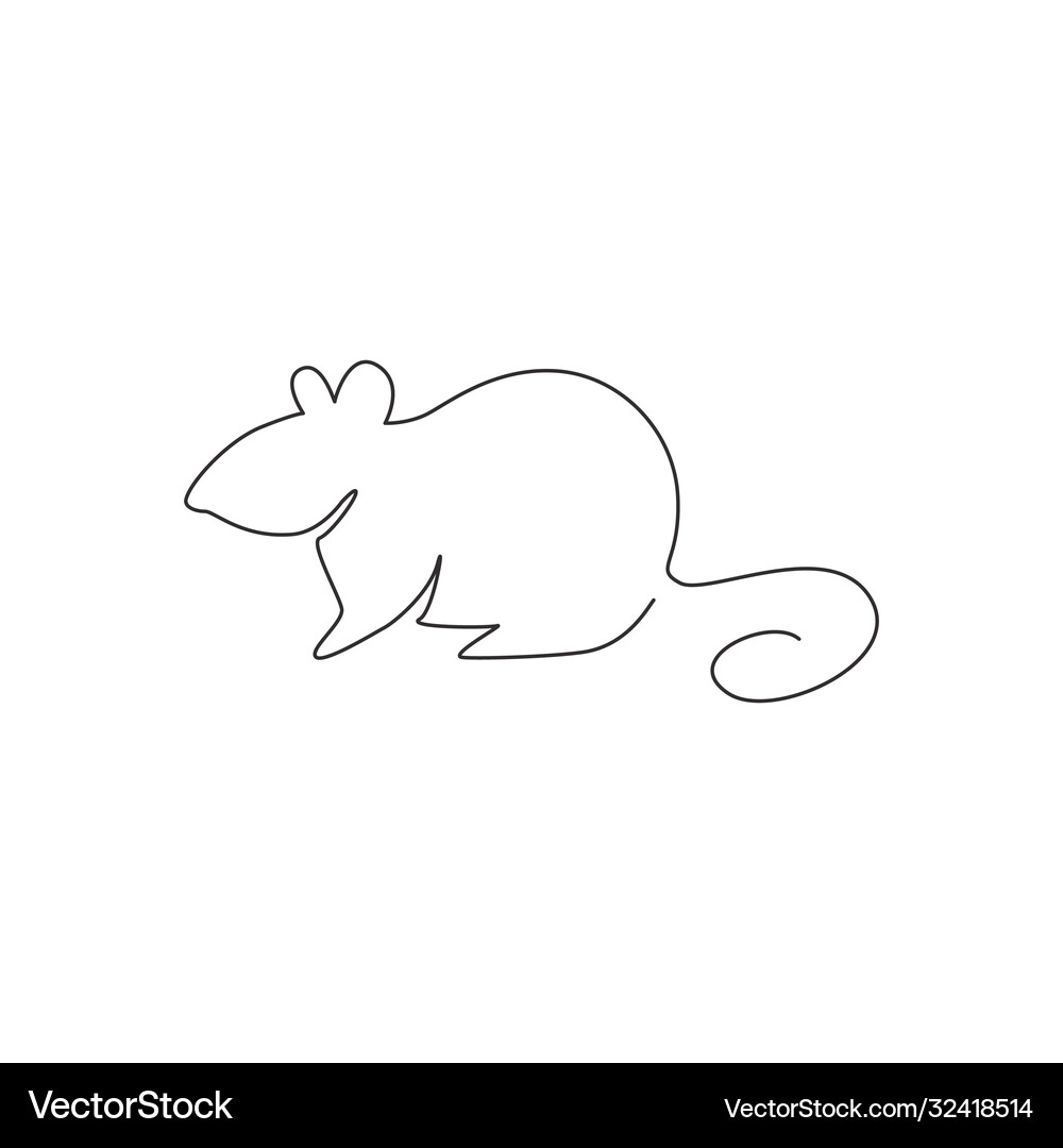 One single line drawing little cute funny Vector Image