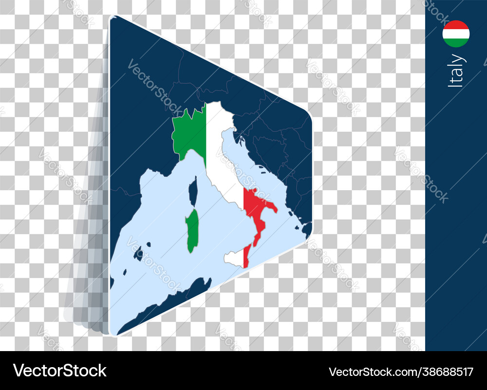 Italy map and flag on transparent background Vector Image