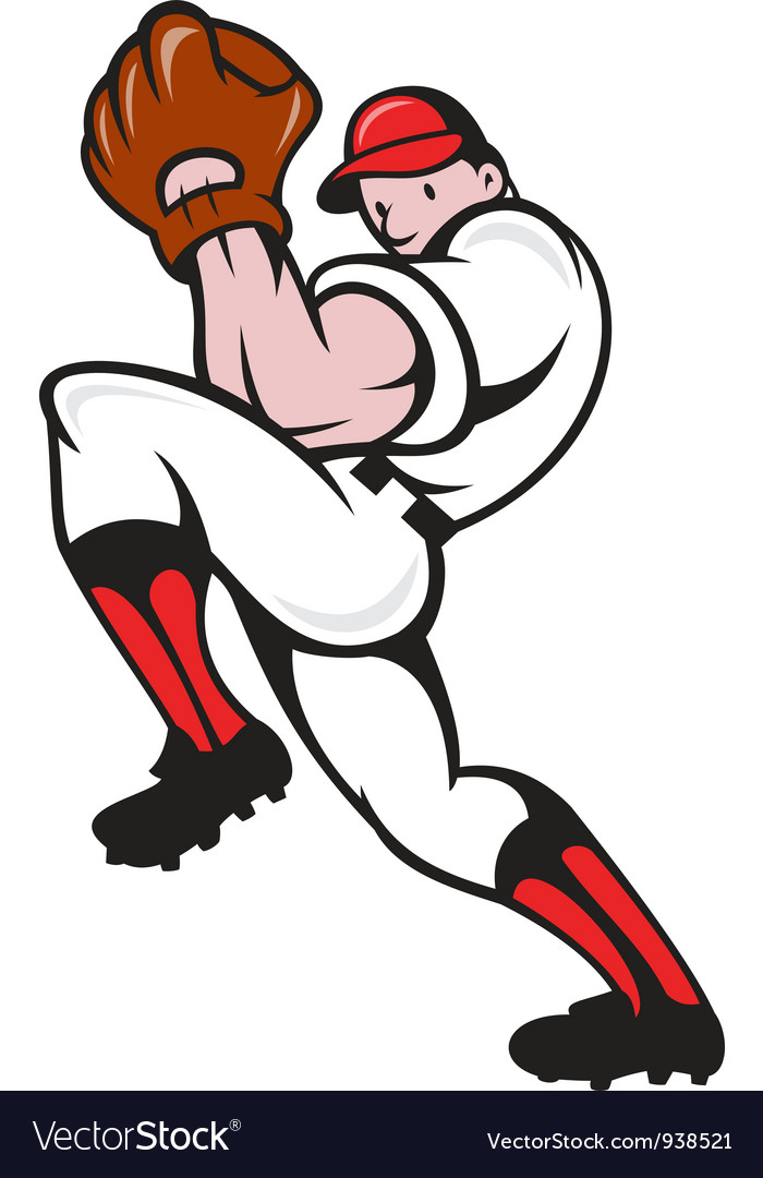 Baseball Pitcher Player Pitching Royalty Free Vector Image