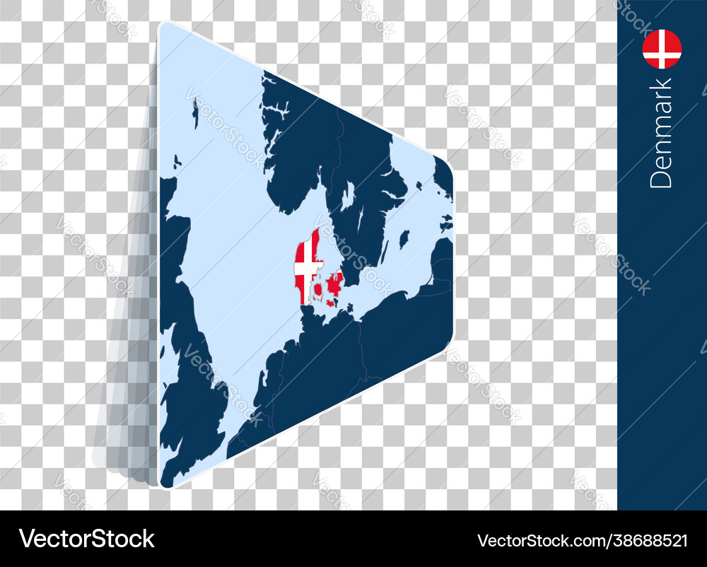 Denmark map and flag on transparent background Vector Image