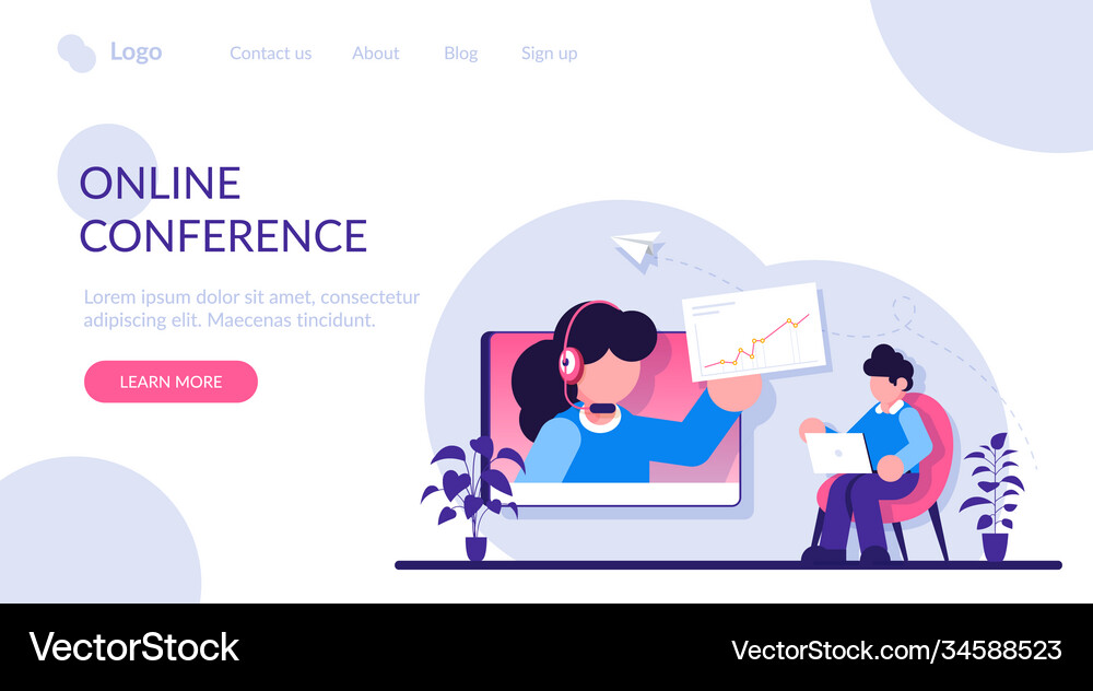 Online business conference concept webinar Vector Image