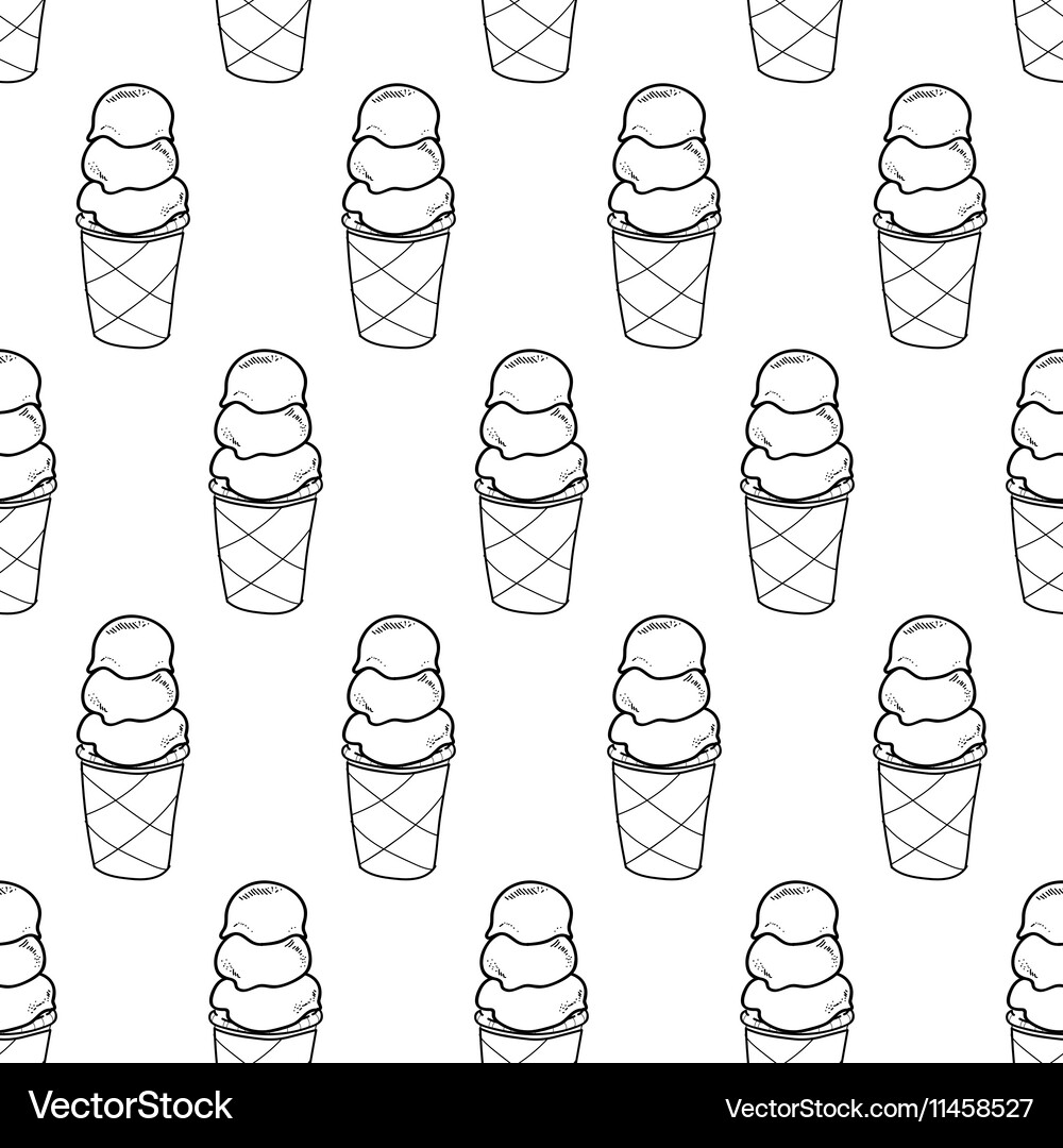 Ice cream easy pattern linear-04 Royalty Free Vector Image