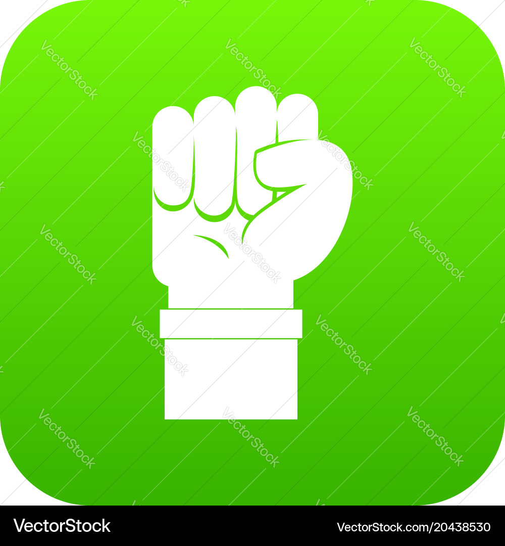 Fist icon digital green Royalty Free Vector Image