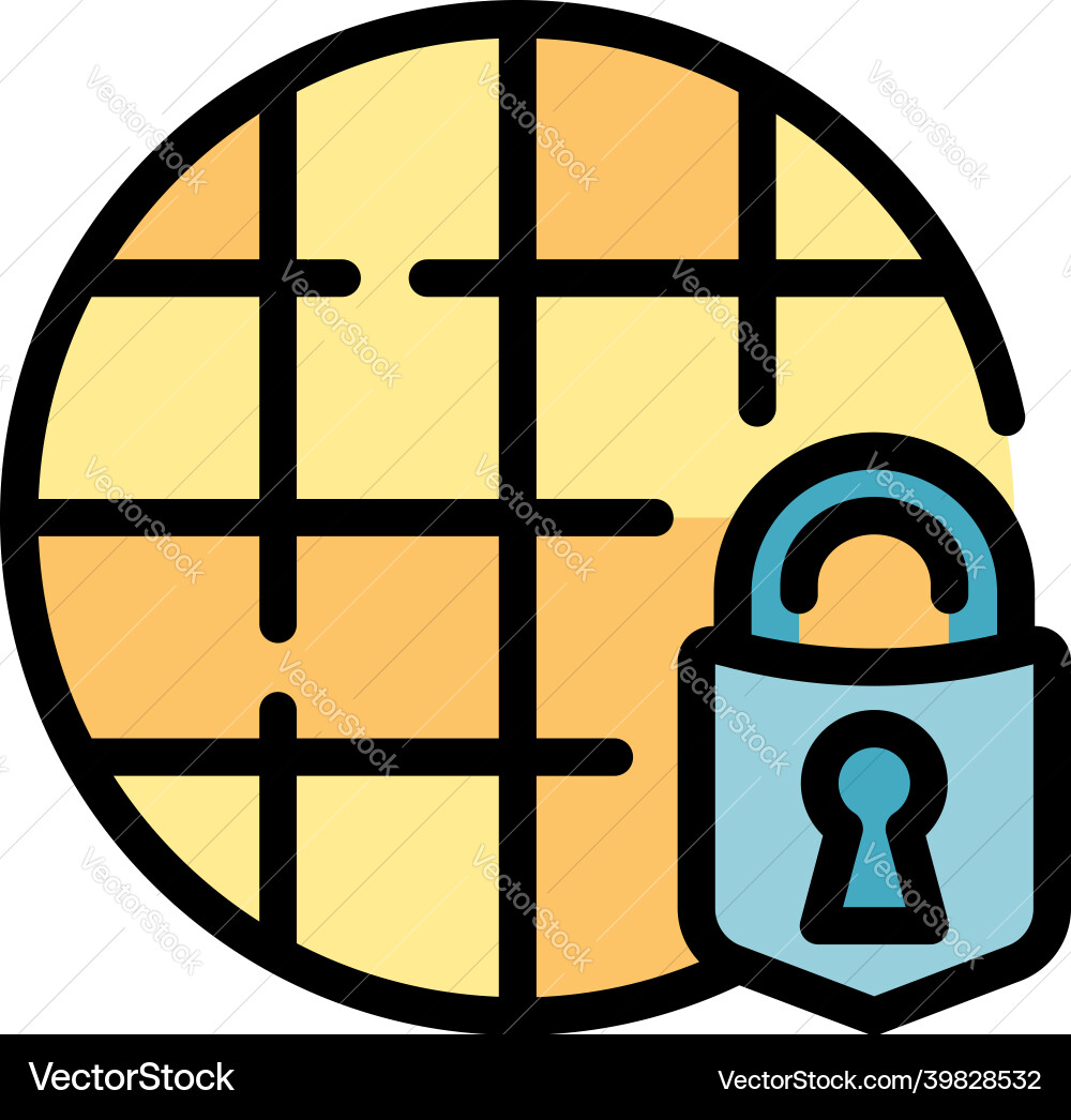 Network security icon color outline Royalty Free Vector