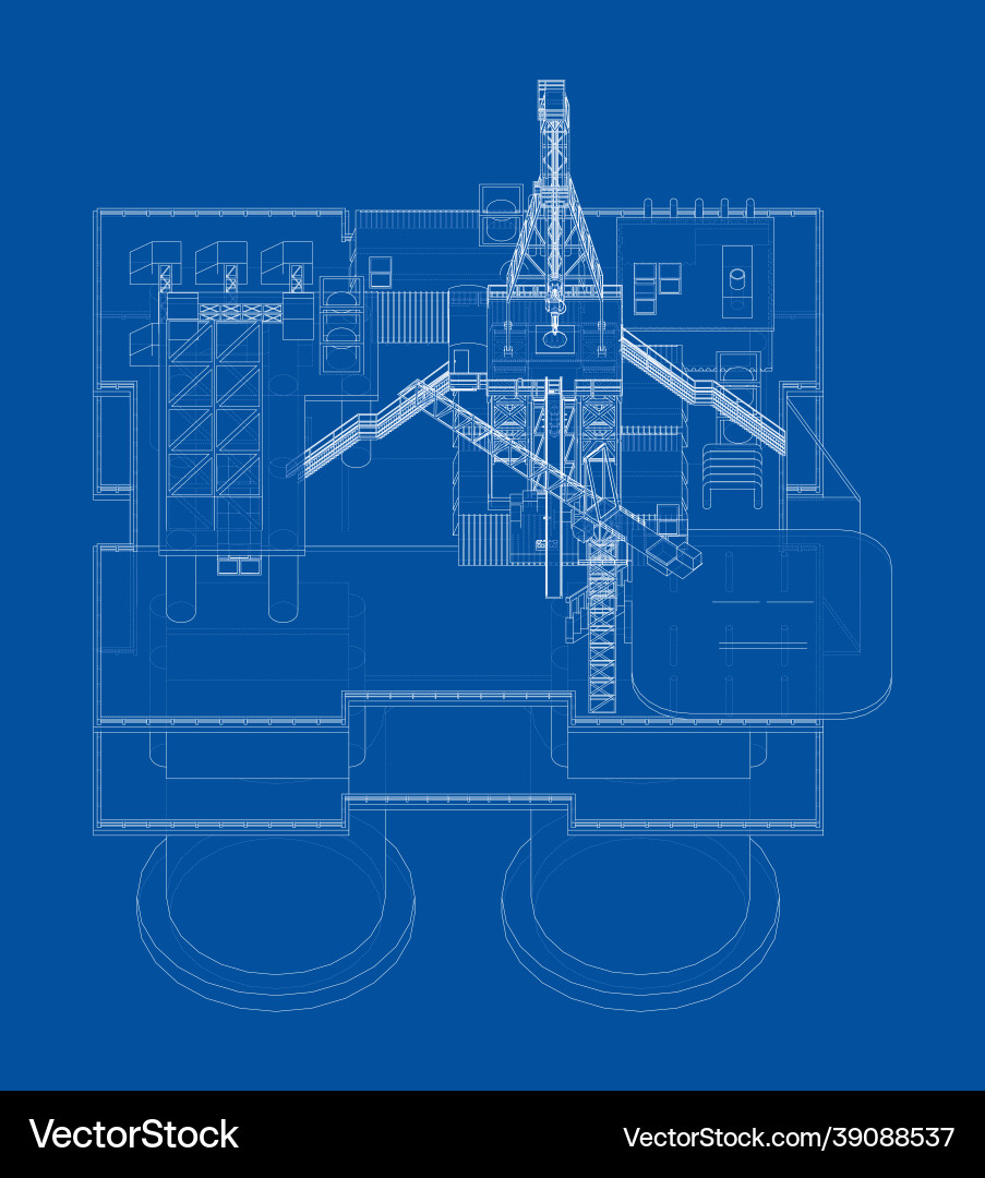 Offshore oil rig rendering of 3d Royalty Free Vector Image