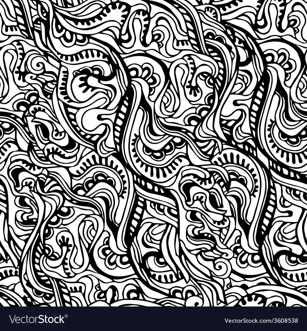Seamless wave hand-drawn pattern waves background Vector Image