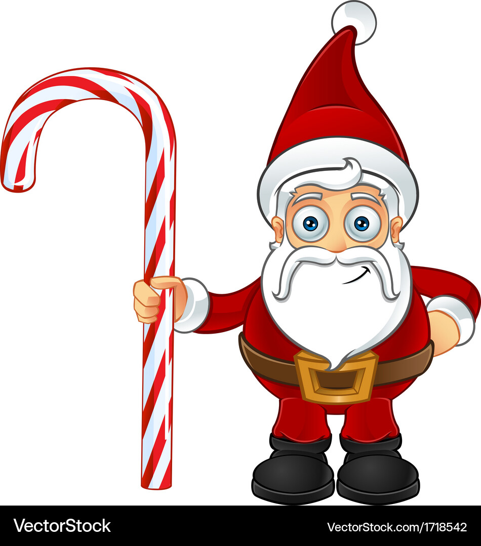 Santa Claus Holding Candy Cane Royalty Free Vector Image