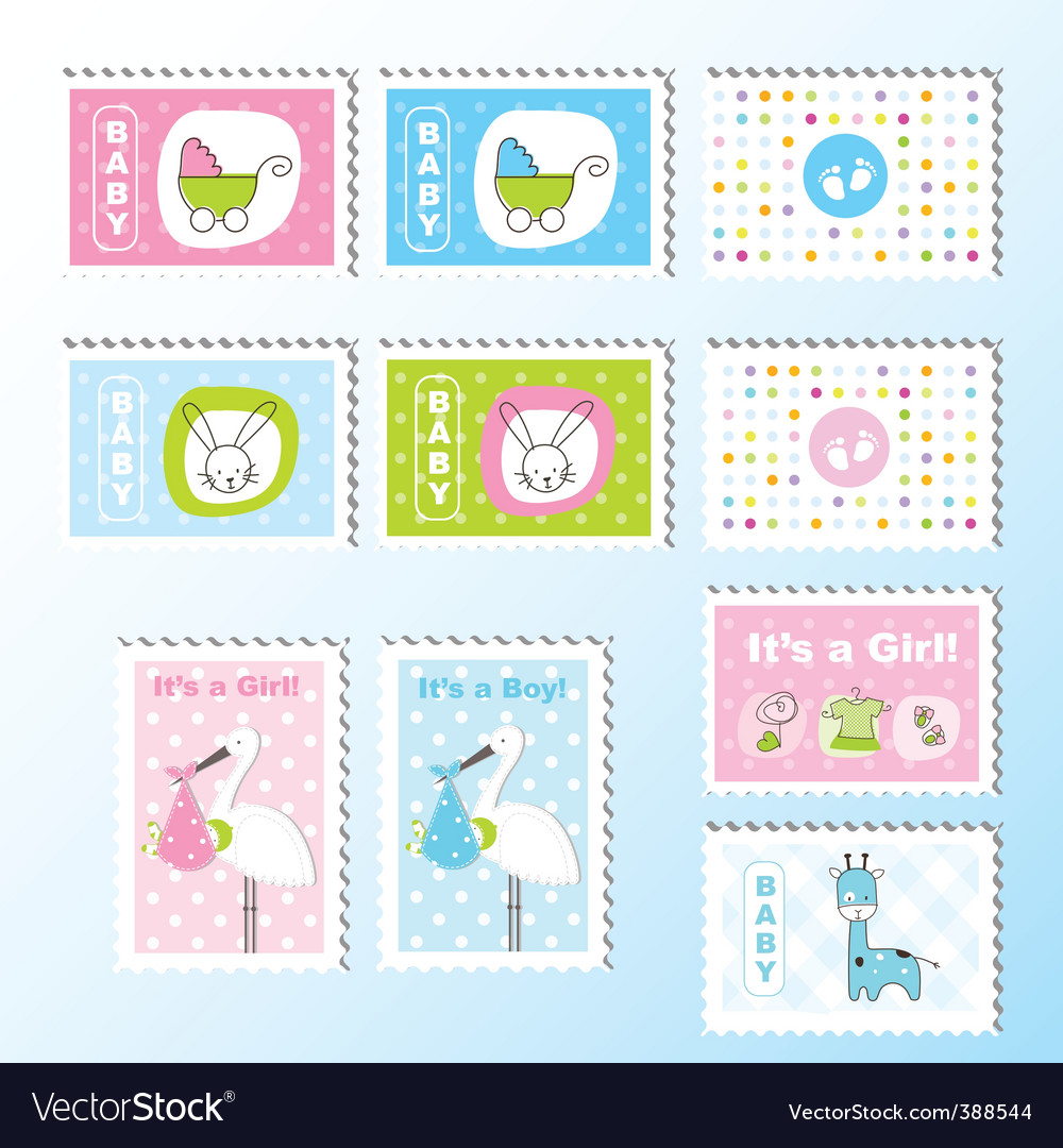 Cute stamps Royalty Free Vector Image - VectorStock