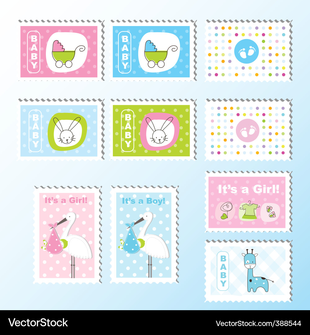 Cute stamps Royalty Free Vector Image - VectorStock