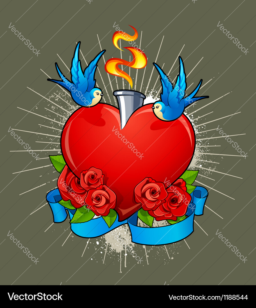 Heart with birds Royalty Free Vector Image - VectorStock