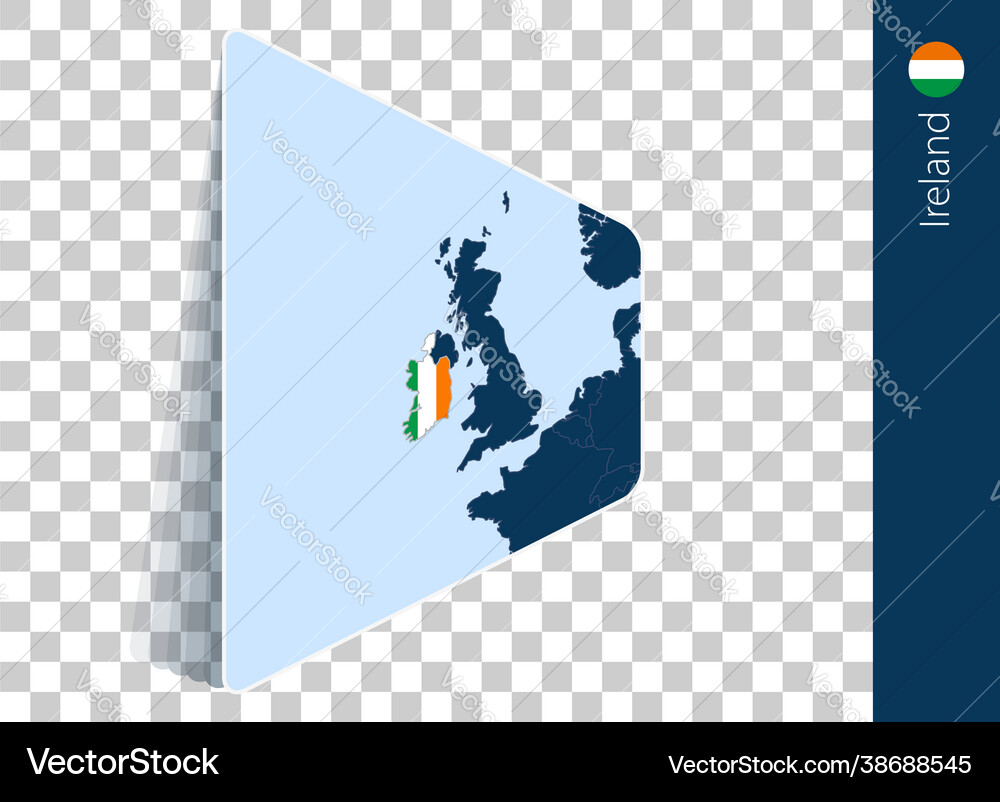 Ireland map and flag on transparent background Vector Image