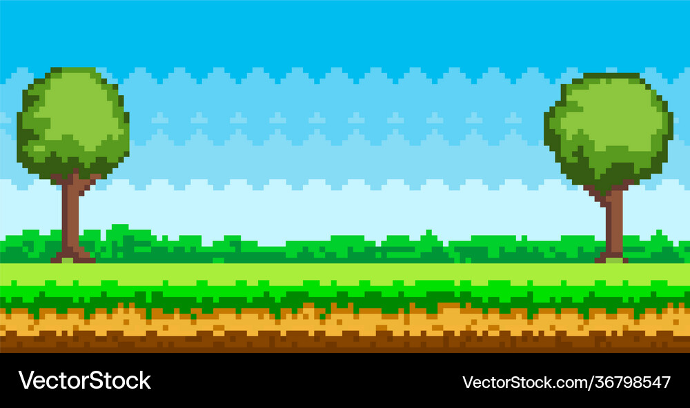 Pixel-game background pixel art game scene Vector Image
