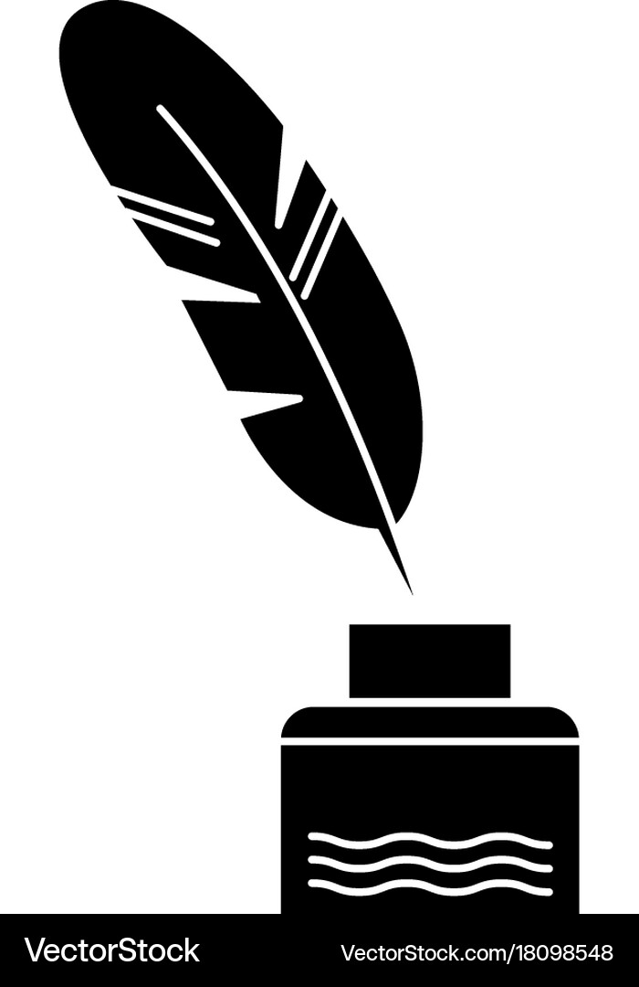 Feather with writing ink - literature icon Vector Image