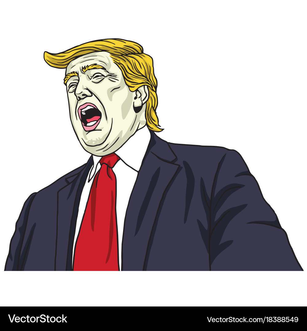 Donald trump shouting portrait cartoon Royalty Free Vector