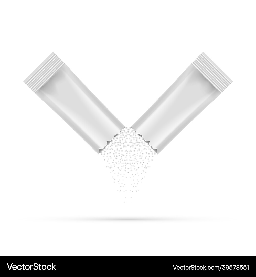 Sugar pour powder stick broken packet falling Vector Image