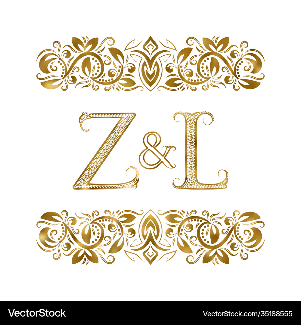 Z and l initials vintage logo letters Royalty Free Vector
