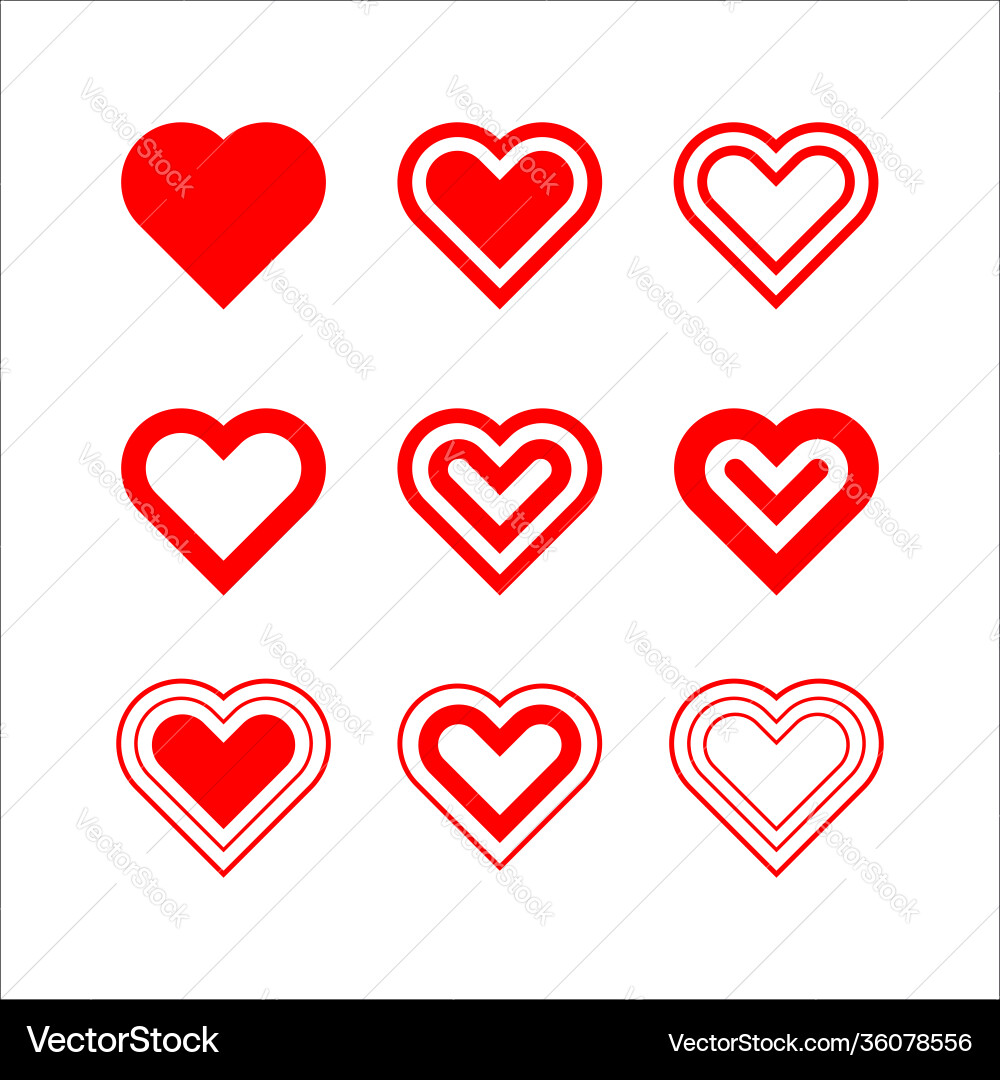 Hearts set love symbol template design Royalty Free Vector