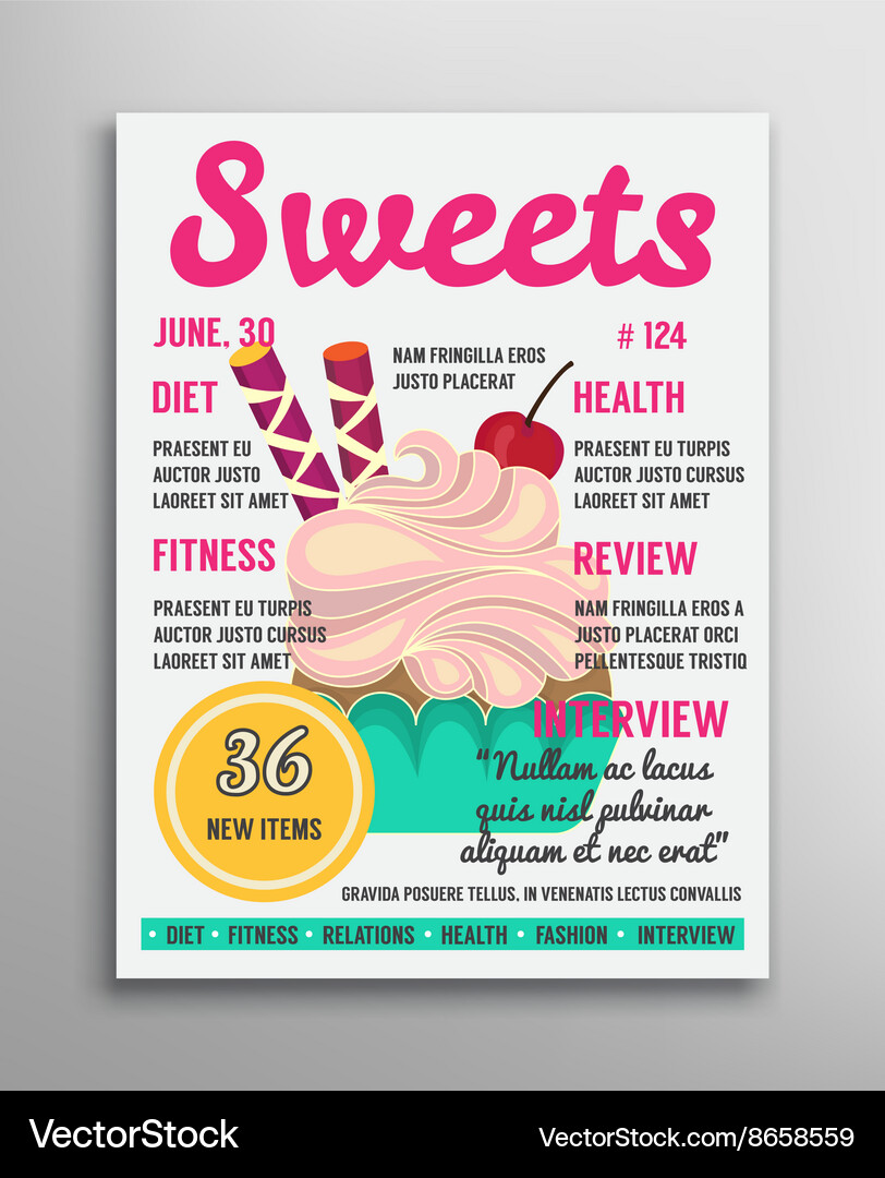 Magazine cover sweets Royalty Free Vector Image