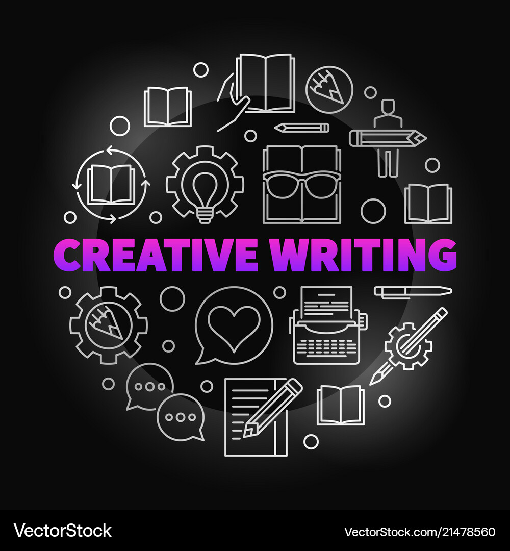 Creative writing colored round outline Royalty Free Vector