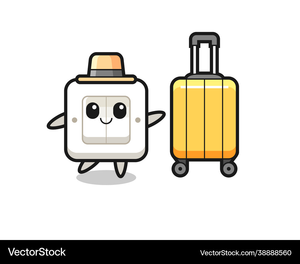 Light switch cartoon with luggage on vacation Vector Image