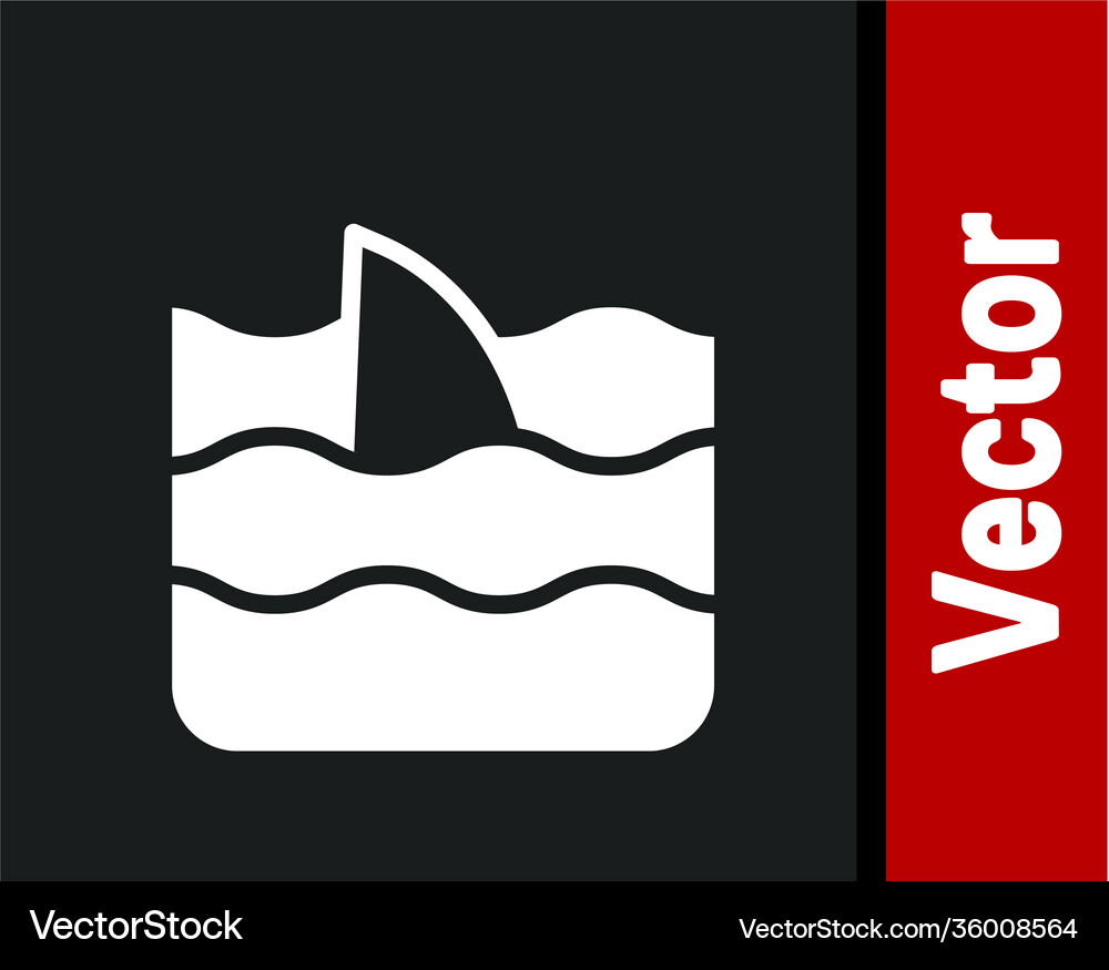 White shark fin in ocean wave icon isolated Vector Image