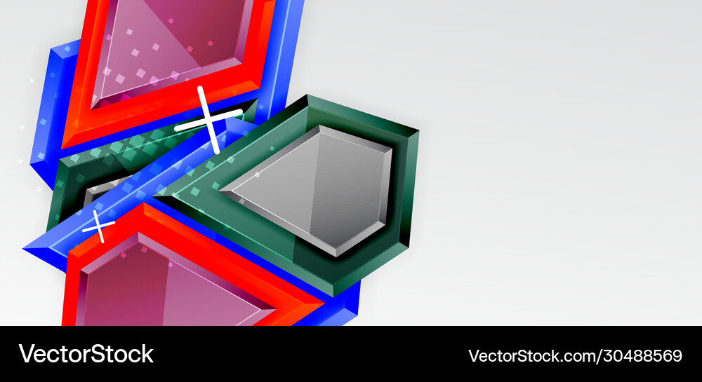 Metal glossy shiny geometric shapes with 3d effect