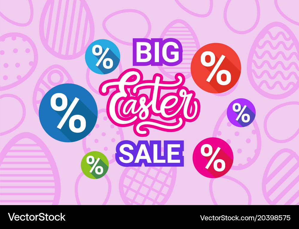 Big easter sale flyer background poster holiday Vector Image