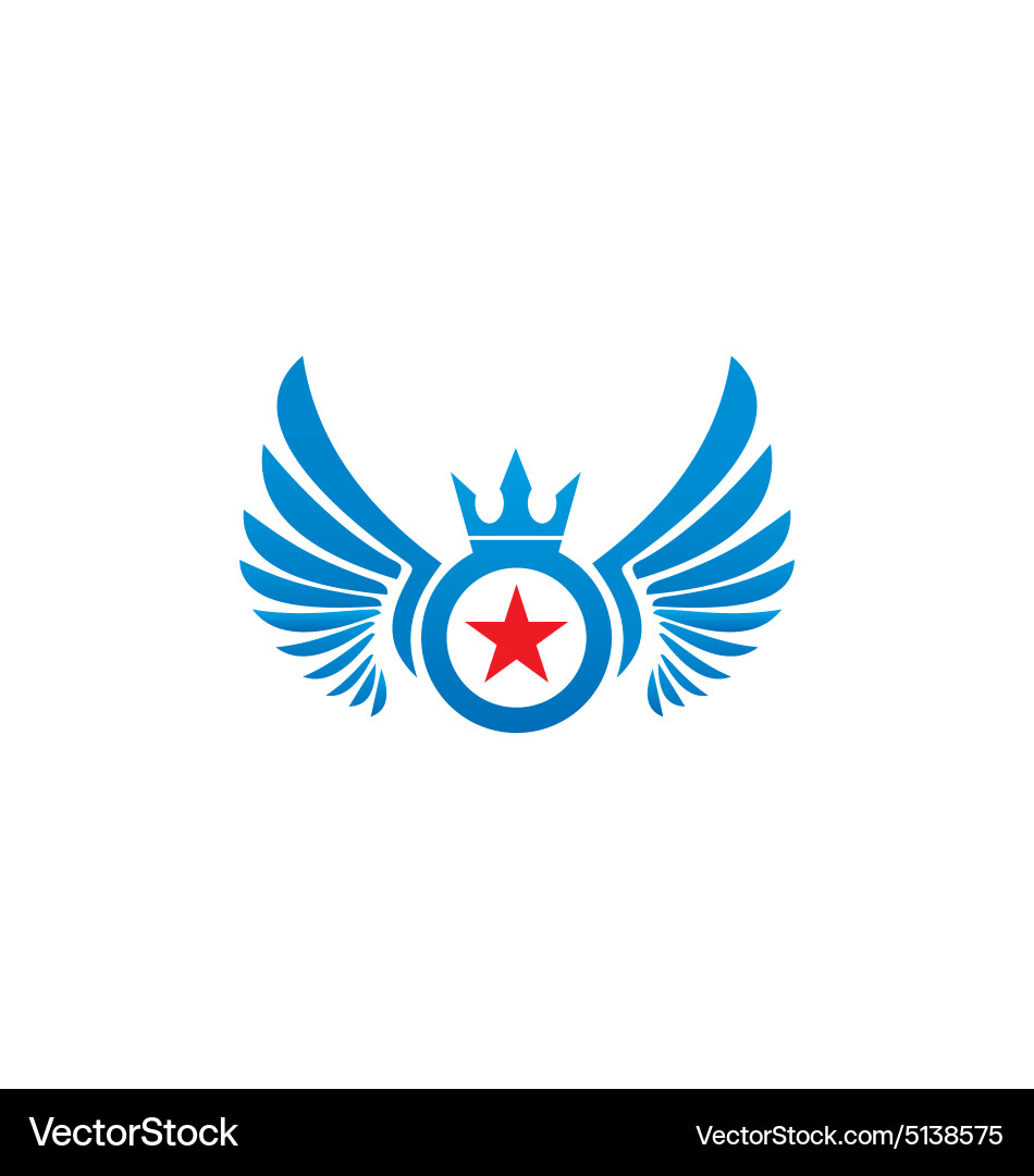 Fly wing emblem star logo Royalty Free Vector Image