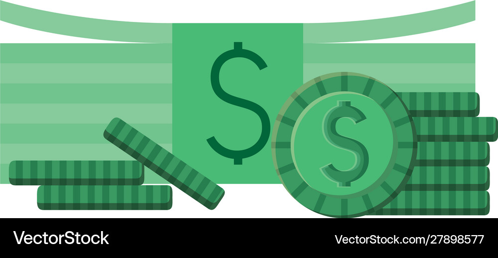 Isolated bills and coins icon design Royalty Free Vector