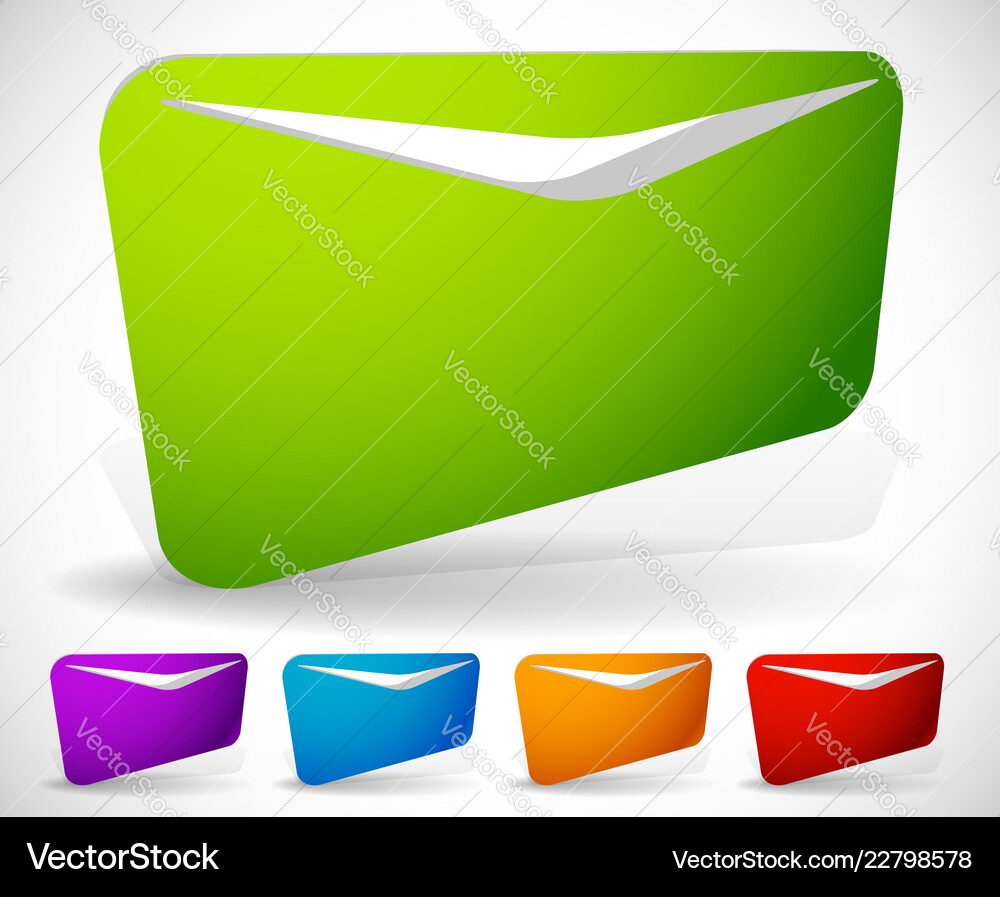 3d mail envelope symbols in 5 bright colors Vector Image