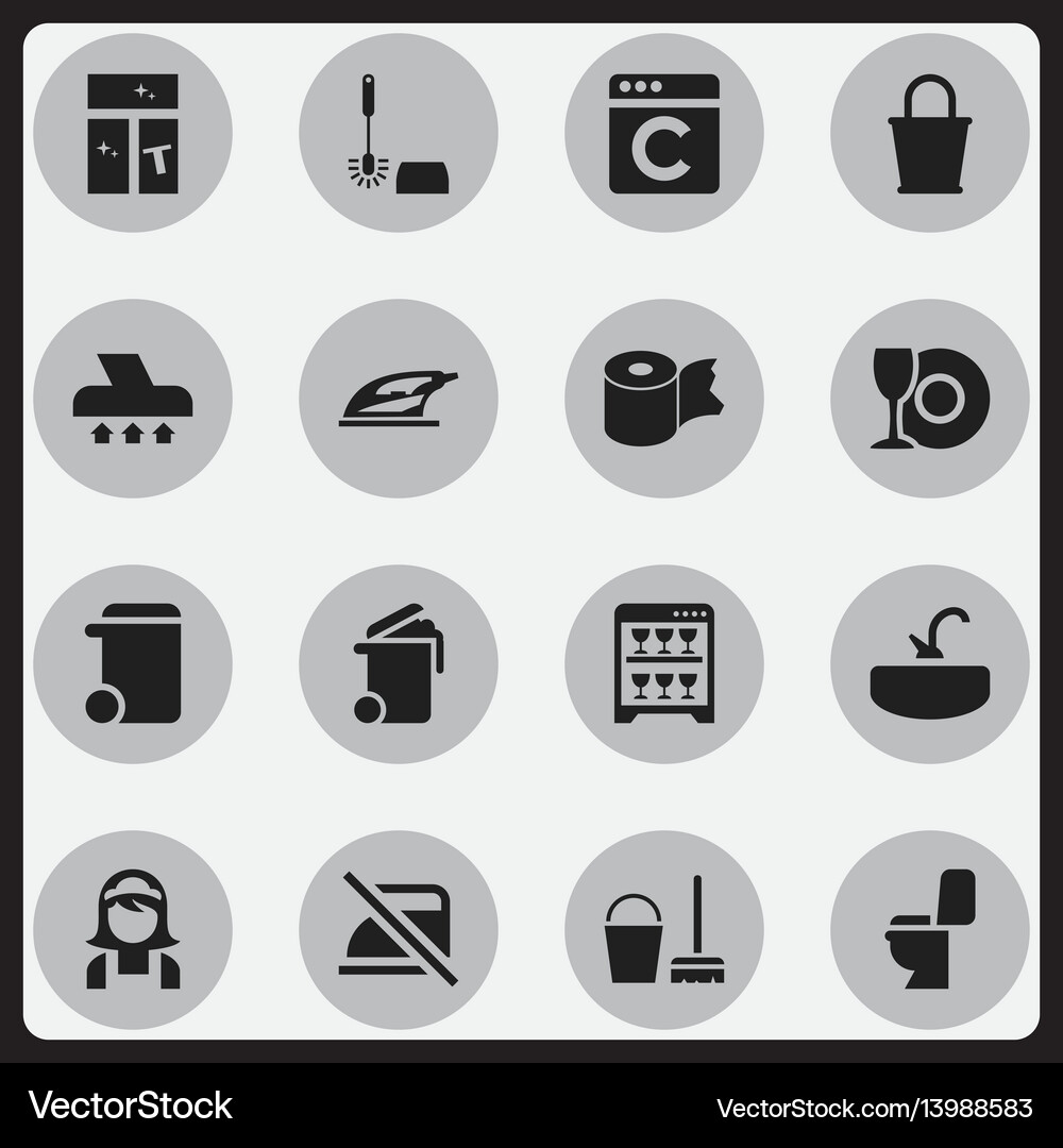 Set of 16 editable cleaning icons includes Royalty Free Vector Image ...