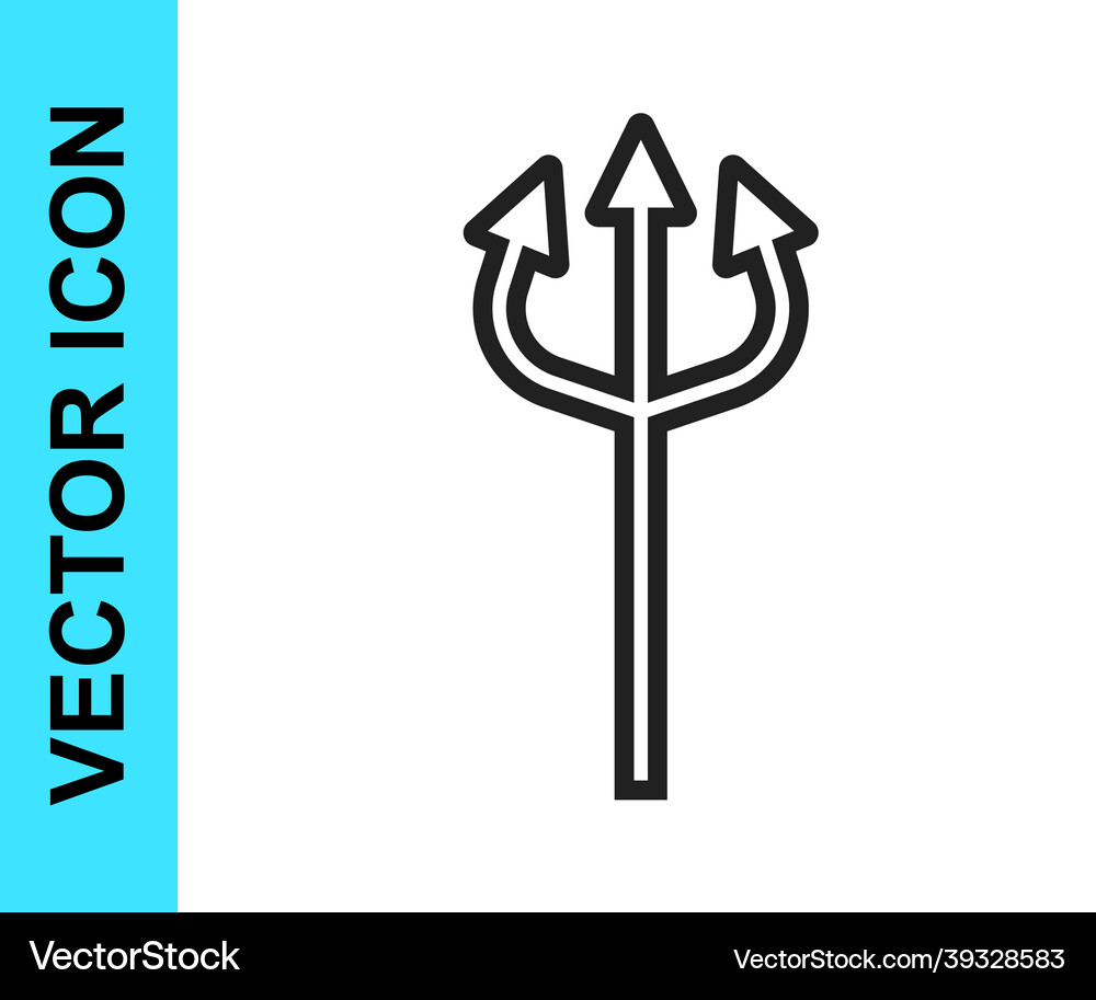 Black line trident devil icon isolated on white Vector Image