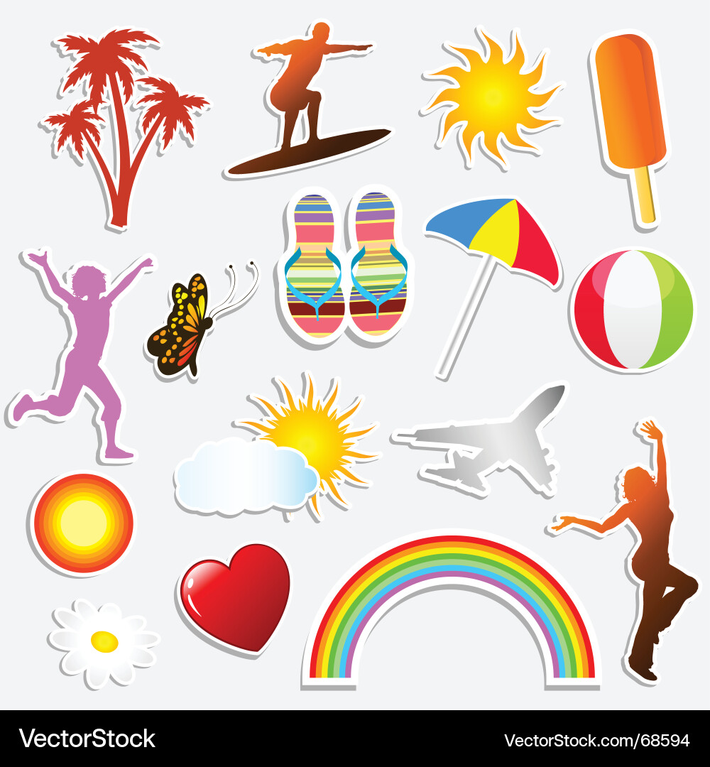 Summer stickers Royalty Free Vector Image - VectorStock