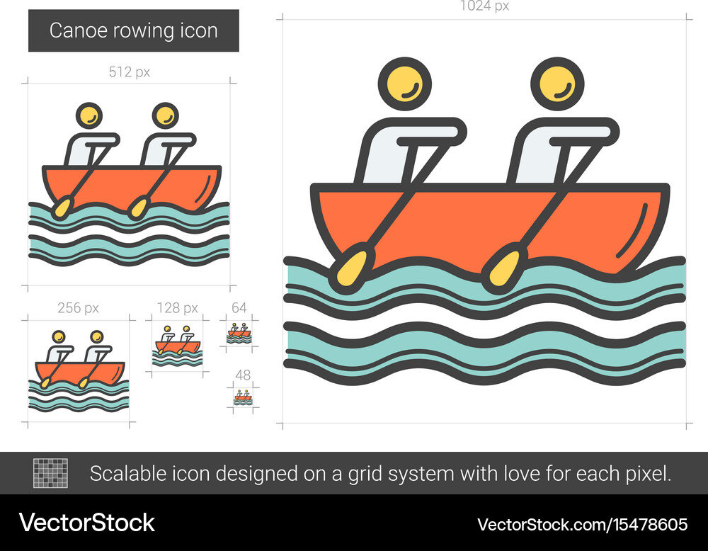 Canoe rowing line icon Royalty Free Vector Image