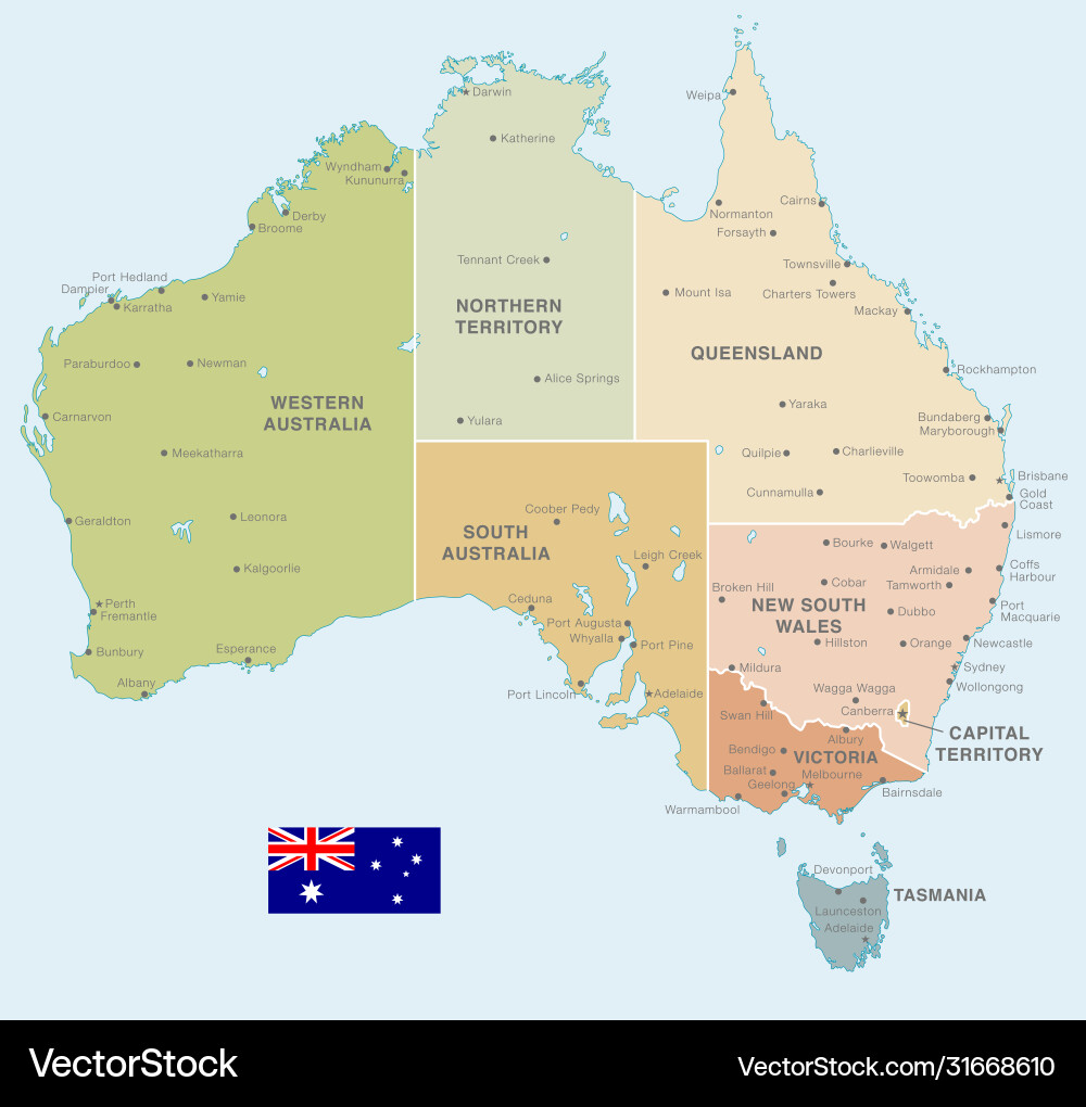 Colorful map australia Royalty Free Vector Image