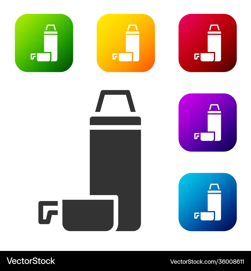 Black thermos container icon isolated on white Vector Image