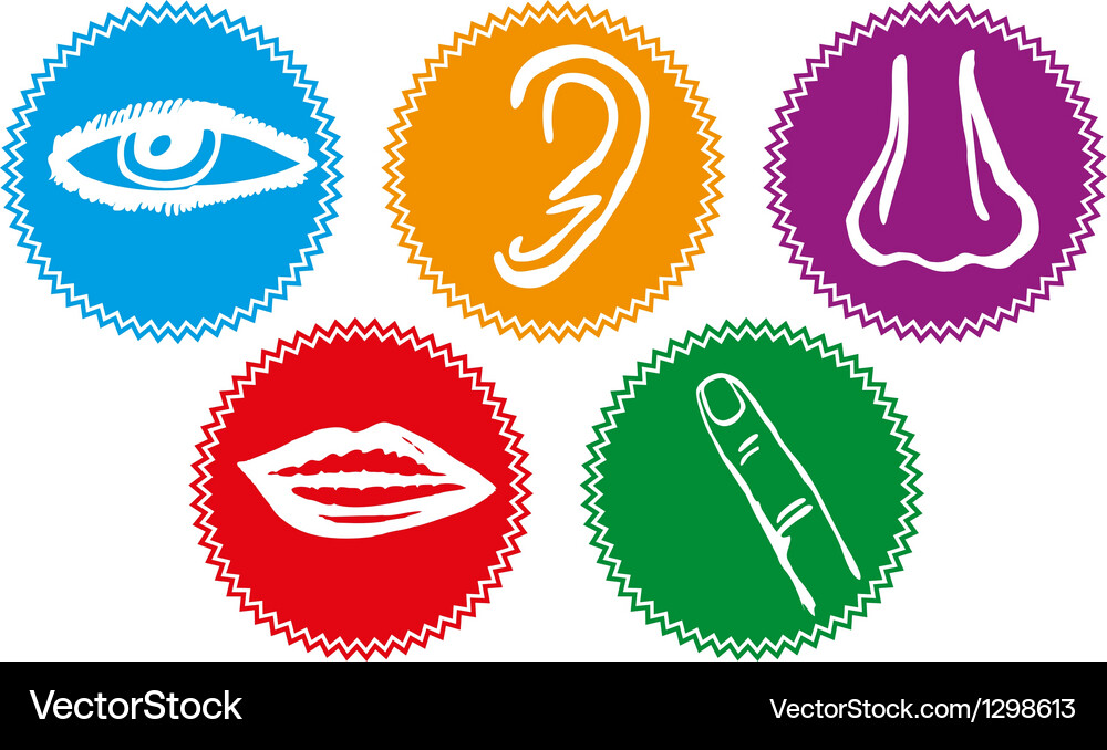 Five senses icon set - Royalty Free Vector Image