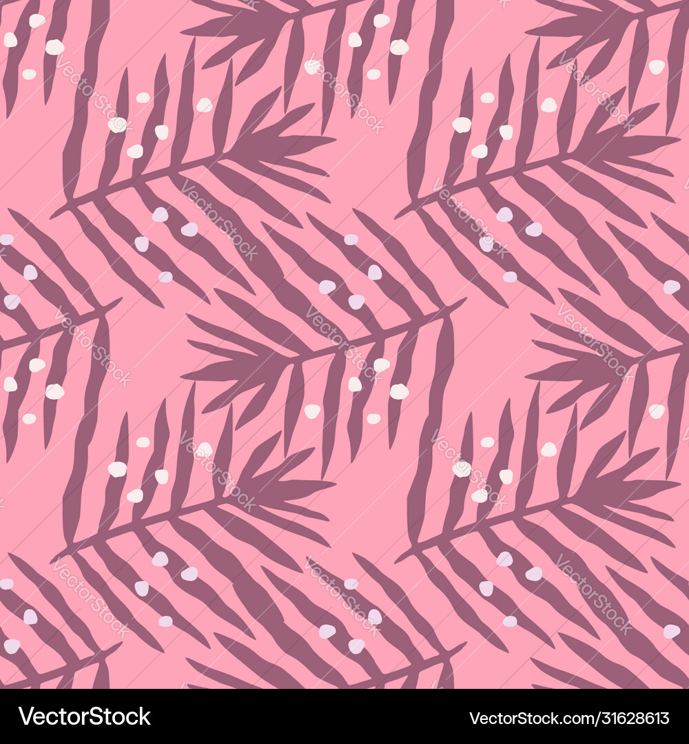 Pink tropical fern leaves pattern palm leaf Vector Image
