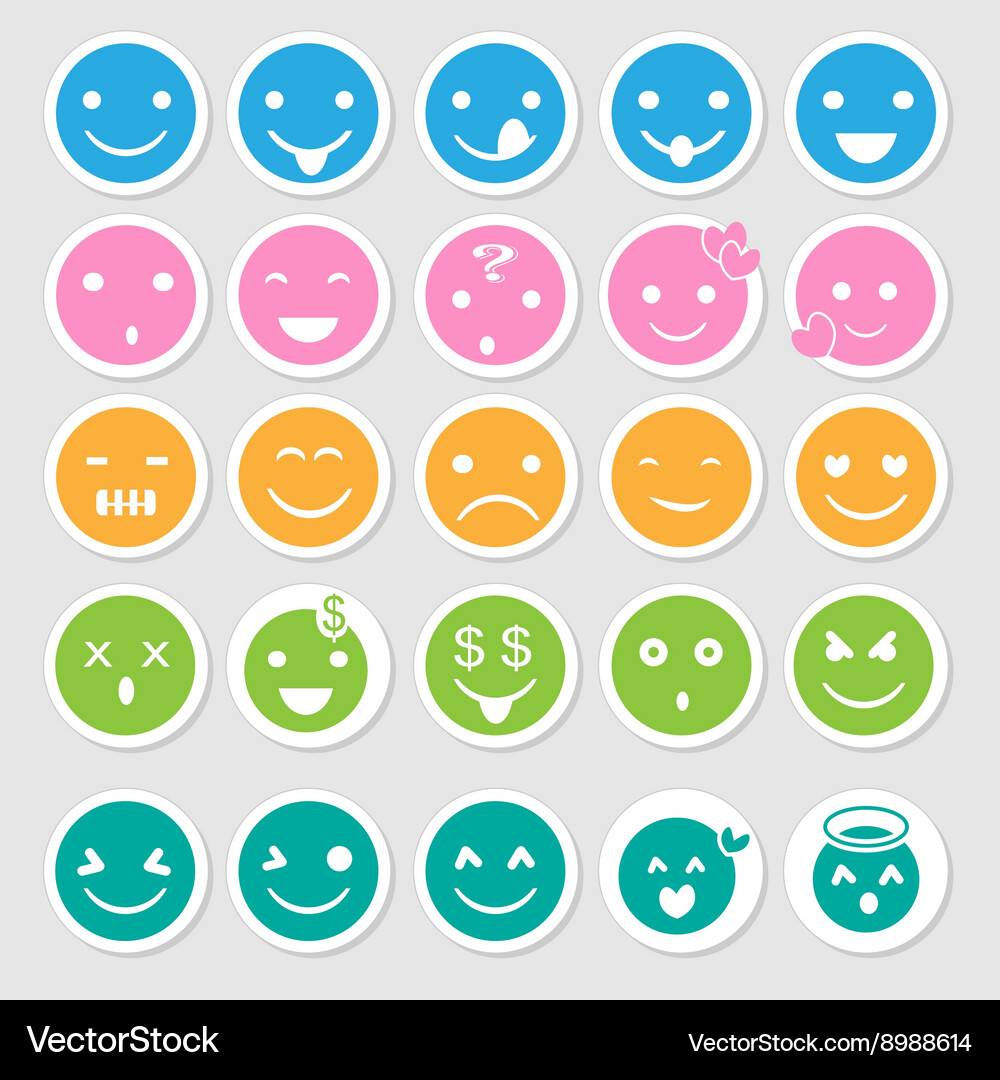 Emoticon icons set as labels Royalty Free Vector Image