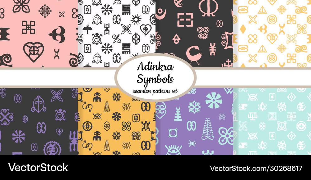 Seamless pattern with adinkra symbols Royalty Free Vector