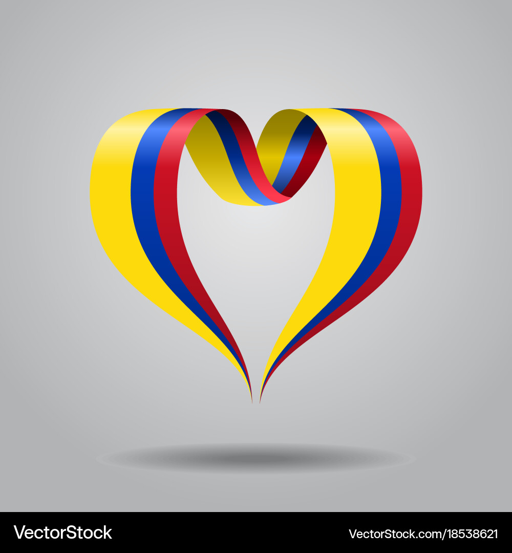 Colombian flag heart-shaped ribbon Royalty Free Vector Image