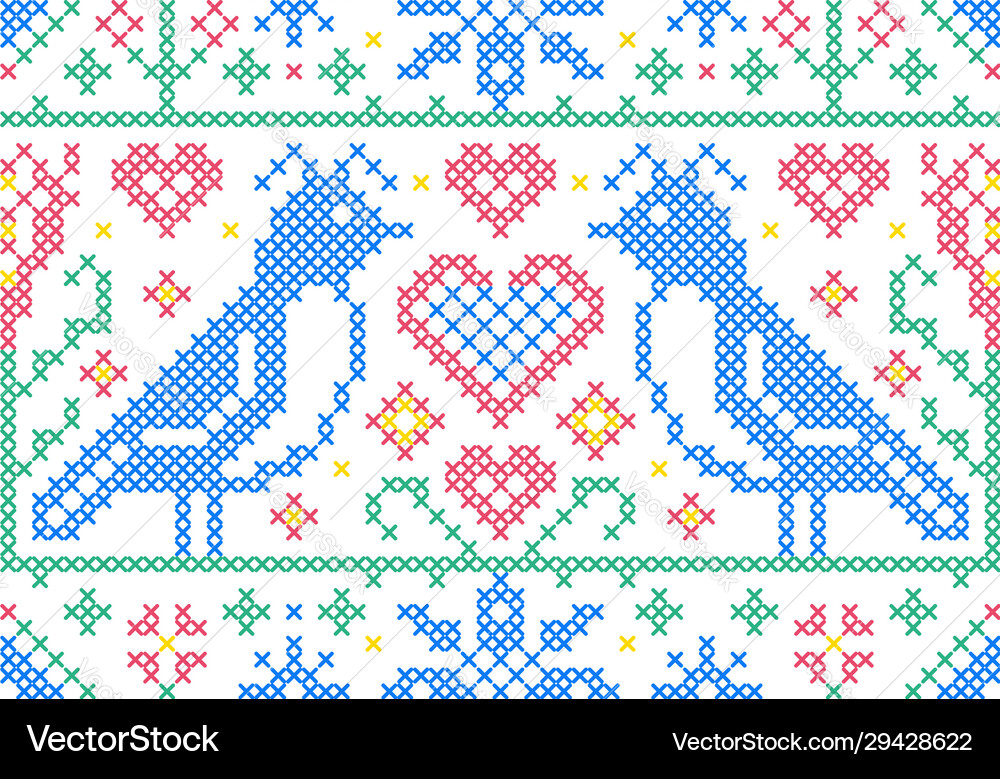 Cross stitch embroidery pattern Royalty Free Vector Image