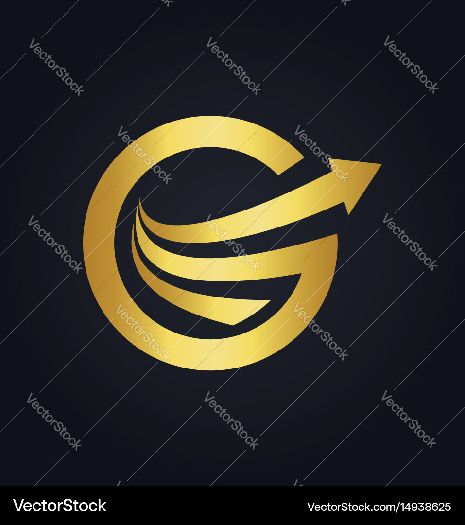 Gold arrow letter g round business logo Royalty Free Vector Image ...