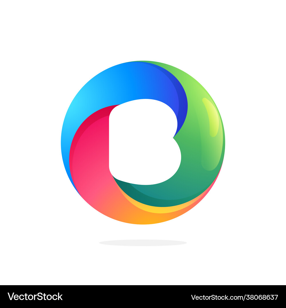B letter logo inside swirling loop circle Vector Image
