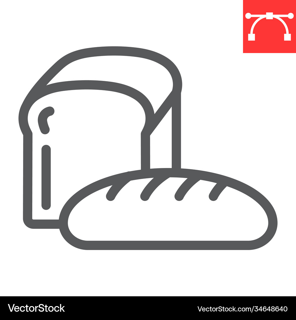 Bread line icon bakery and breakfast loaf sign Vector Image