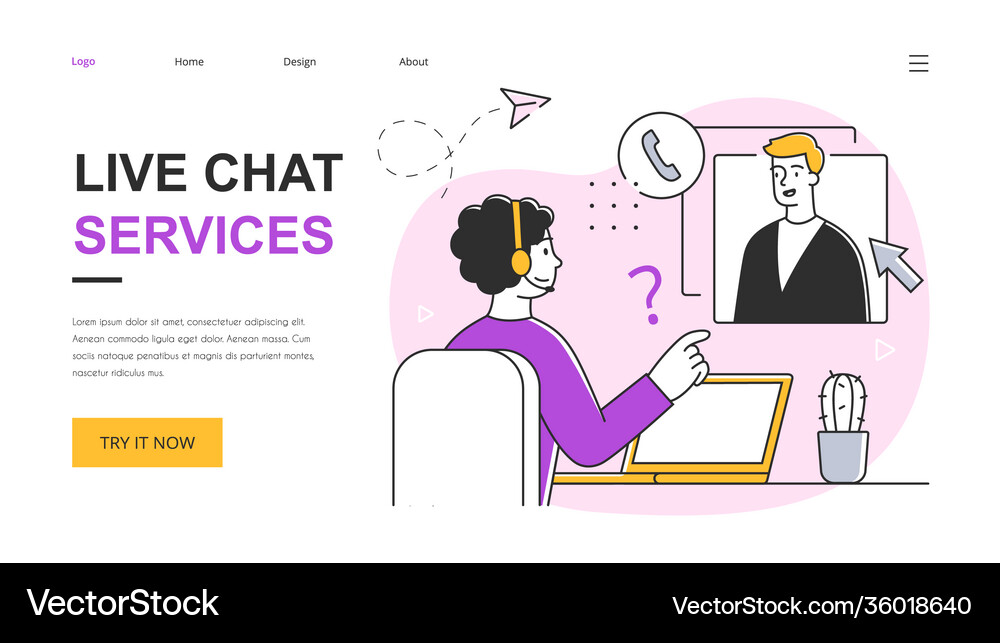 Customer service representative at work Royalty Free Vector
