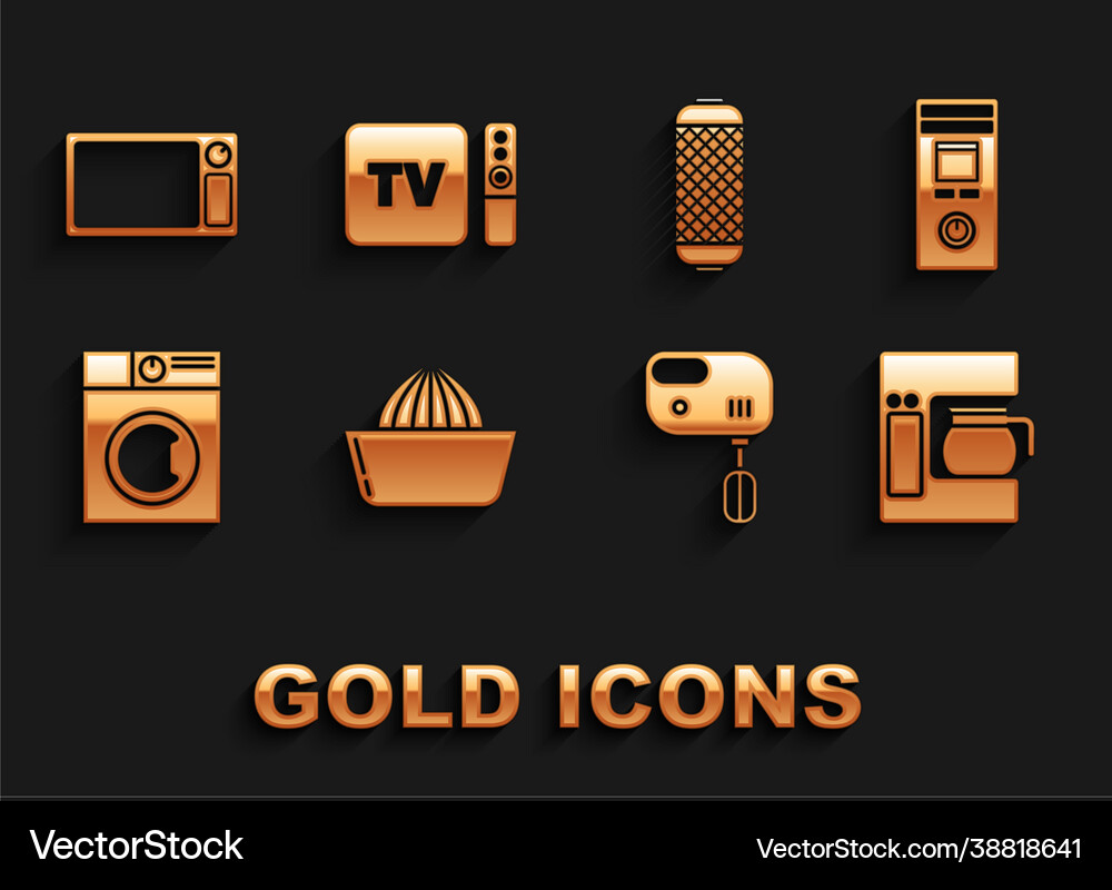 Set citrus fruit juicer remote control coffee Vector Image